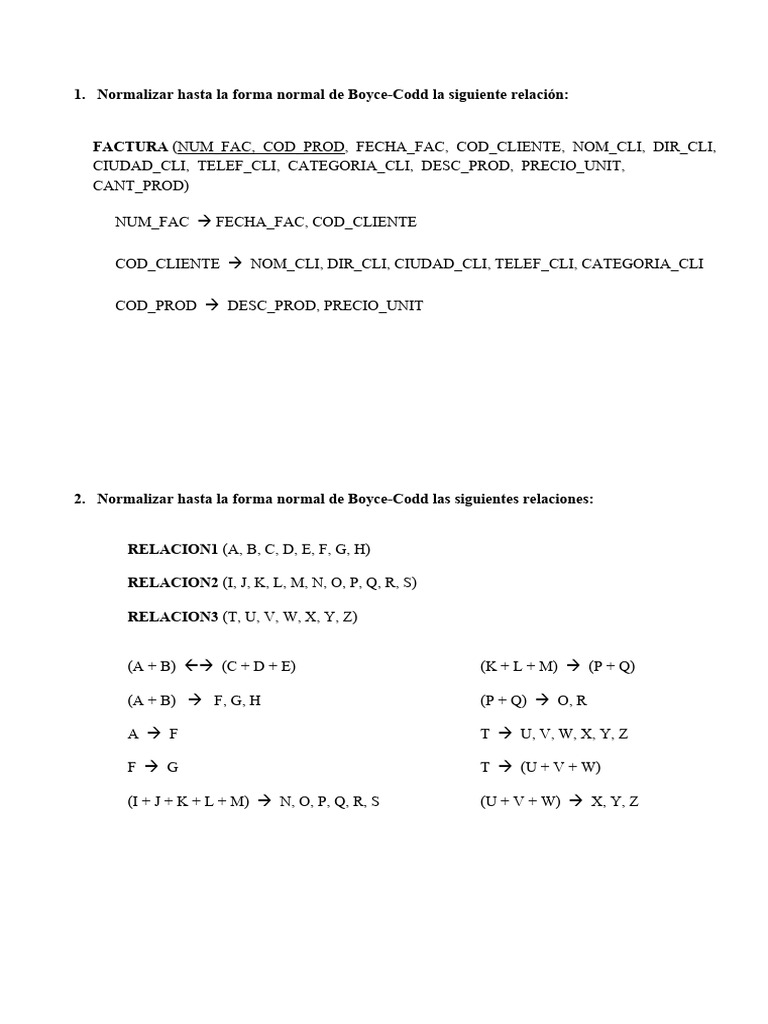 Ej IV GEBD II Normalizacion | PDF