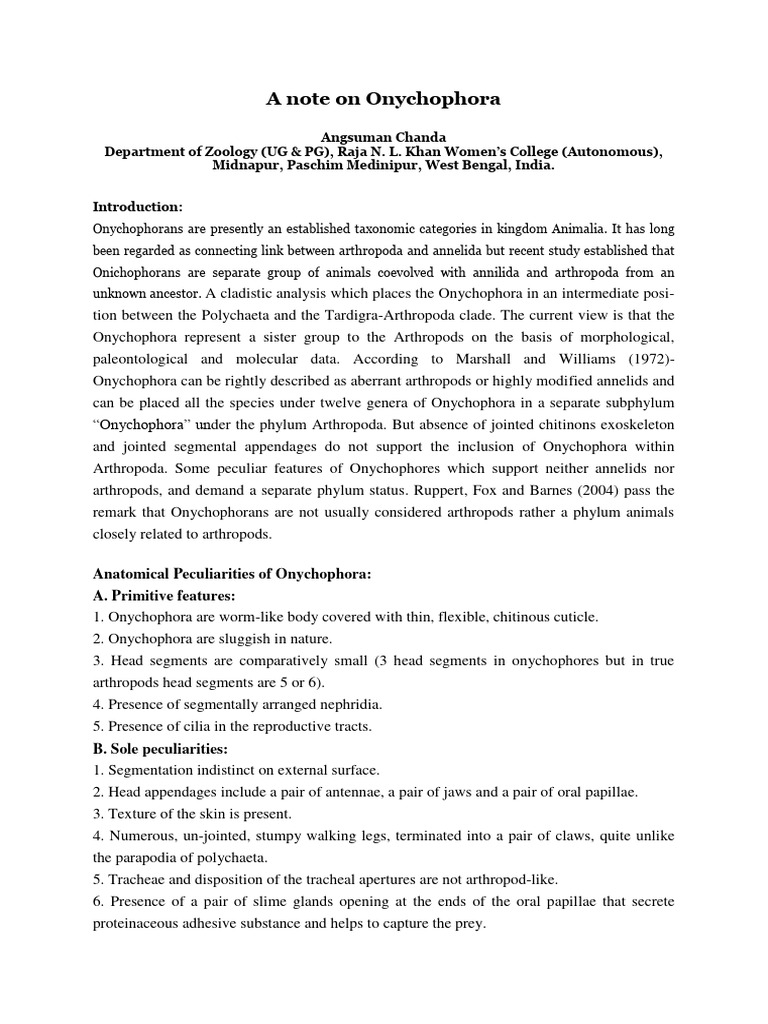 Onychophora | PDF