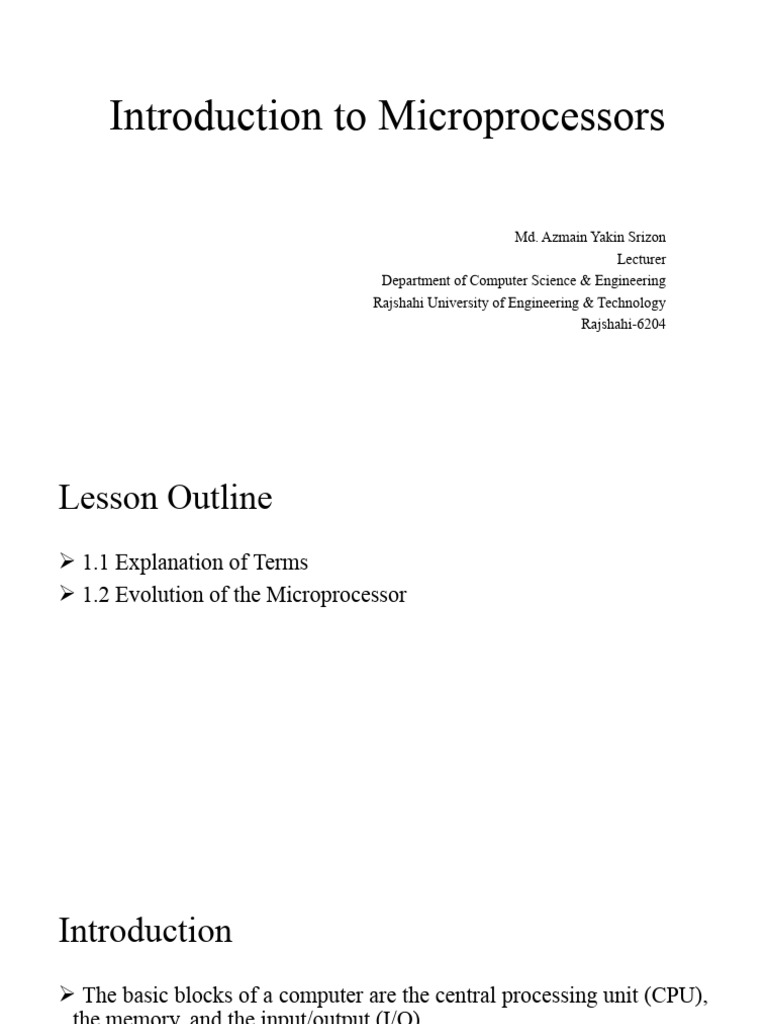 Lecture 1 Introduction To Microprocessors | PDF | Central Processing ... Lecture 1 Introduction To Microprocessors | PDF | Central Processing ...