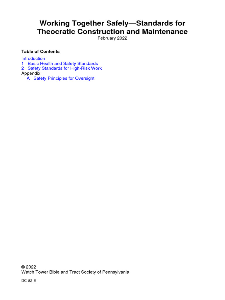 Working Together Safely - Standards For Theocratic Construction and ...