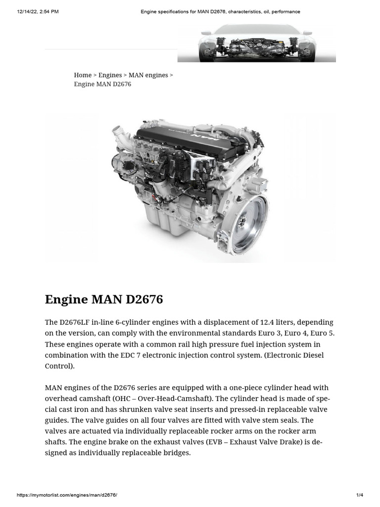 MAN D2676 Engine Spec. | PDF | Engines | Transportation Engineering
