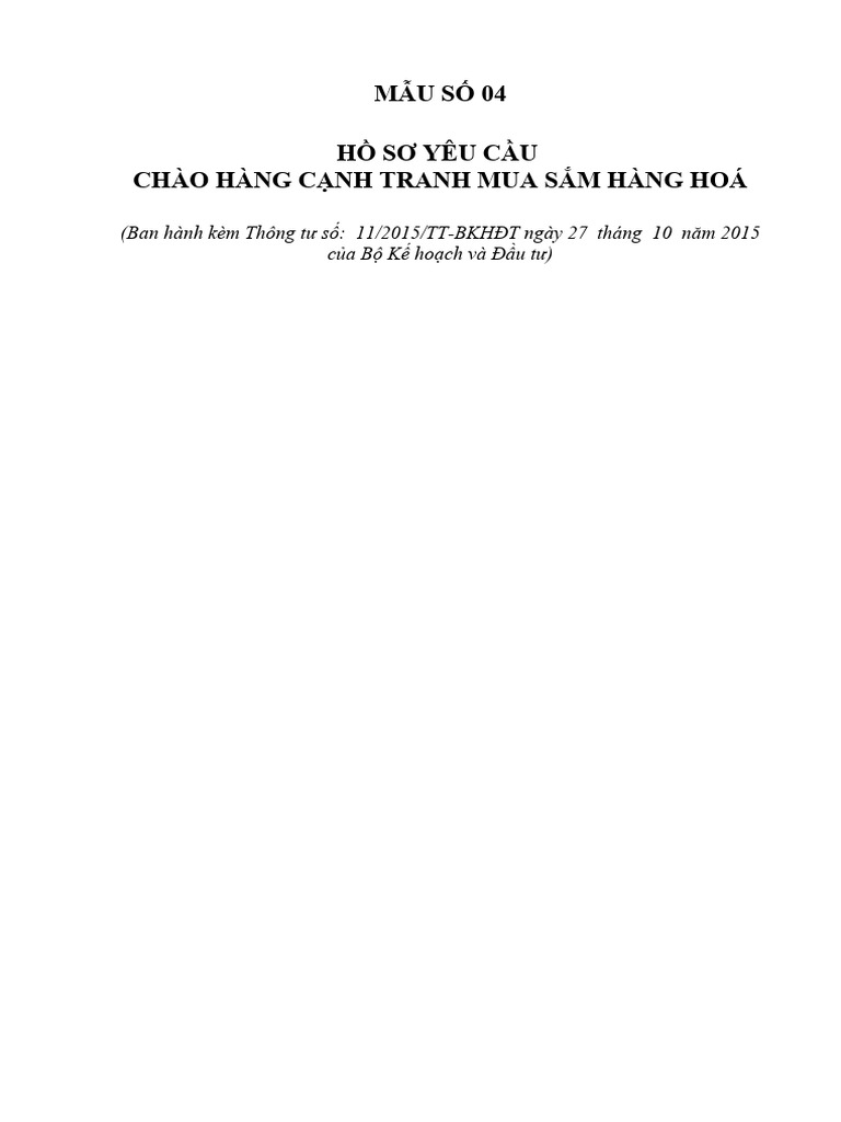 Mau So 04 11.2015 Chao Hang Canh Tranh MSHH | PDF