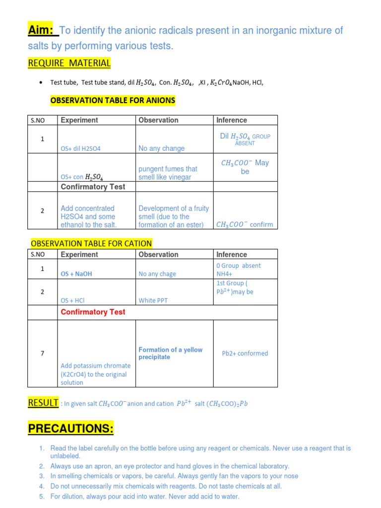 Salt Analysis 3 | PDF