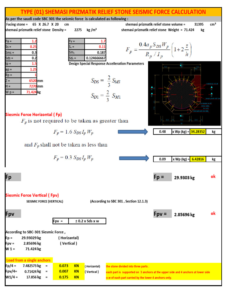 Seismic Force Calculation for Stone | PDF | Science & Mathematics