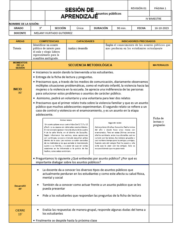SESIÓN DE APRENDIZAJE 1 | PDF | Modificación de comportamiento | Cognición