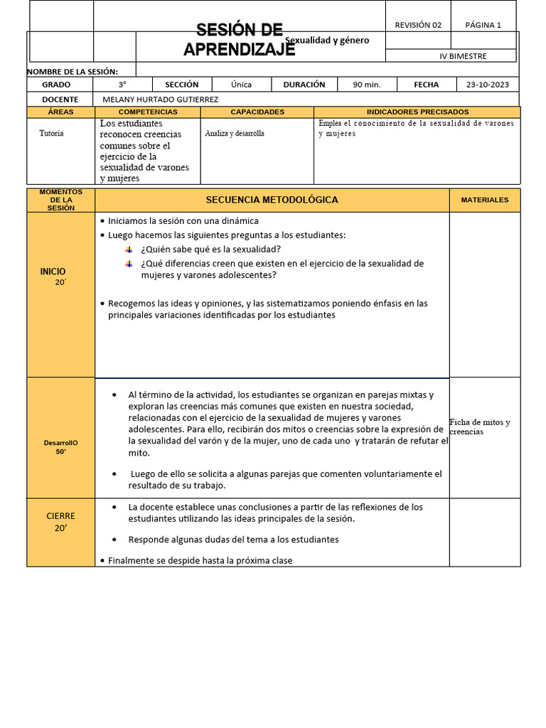Sesión de Aprendizaje 2 | PDF Sesión de Aprendizaje 2 | PDF