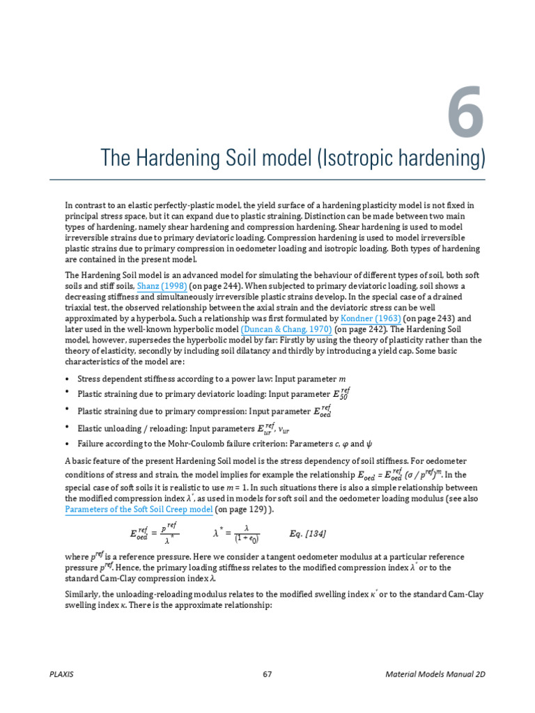 Hardening Soil Model | Download Free PDF | Stress (Mechanics) | Plasticity (Physics)