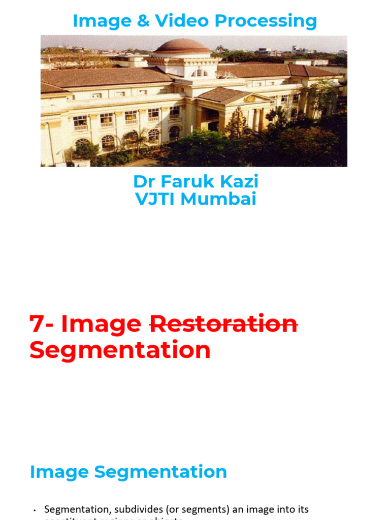 PDF-FSK_IVP_Ch7_Image_Segmentation_2022 | PDF | Image Segmentation | Artificial Intelligence