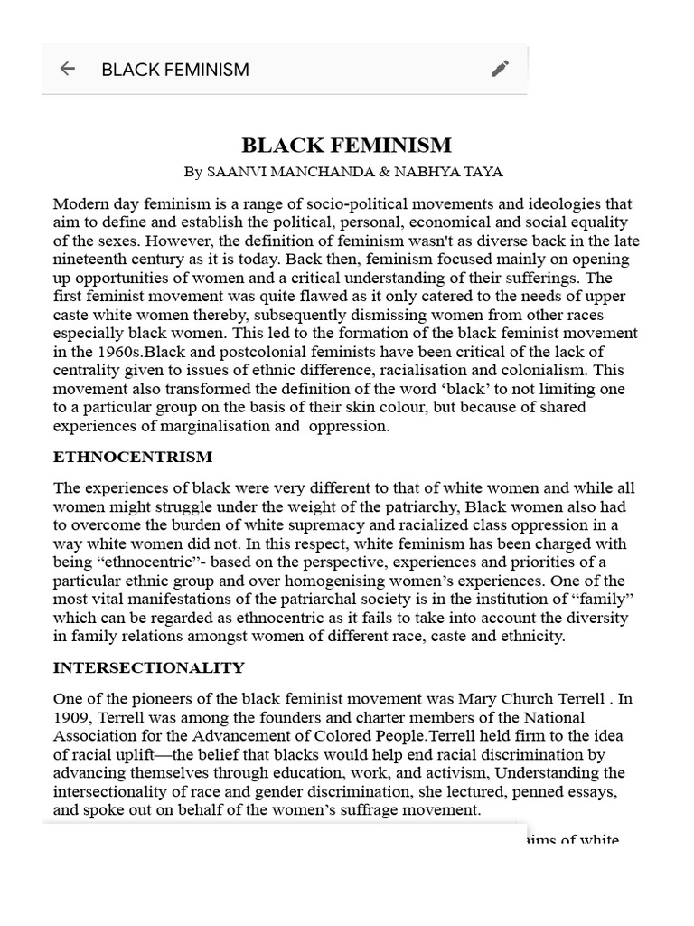 Black Feminism | PDF | Gender Studies | Feminism