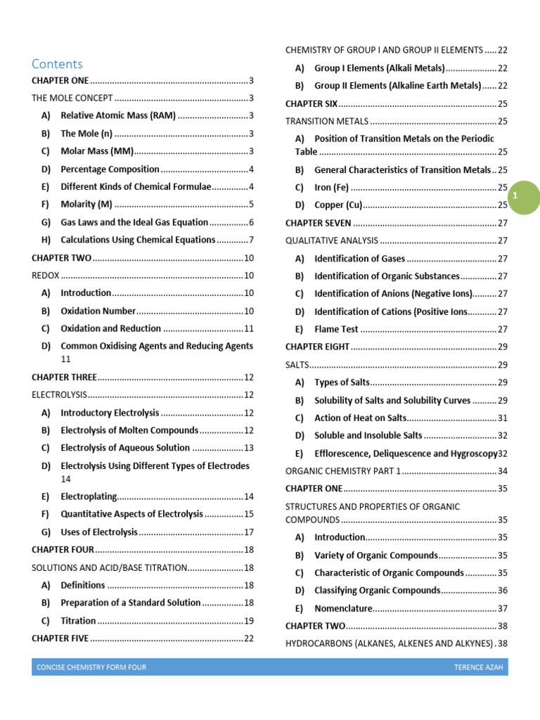 Form 4 Notes V1 0 Pdf Mole Unit Gases