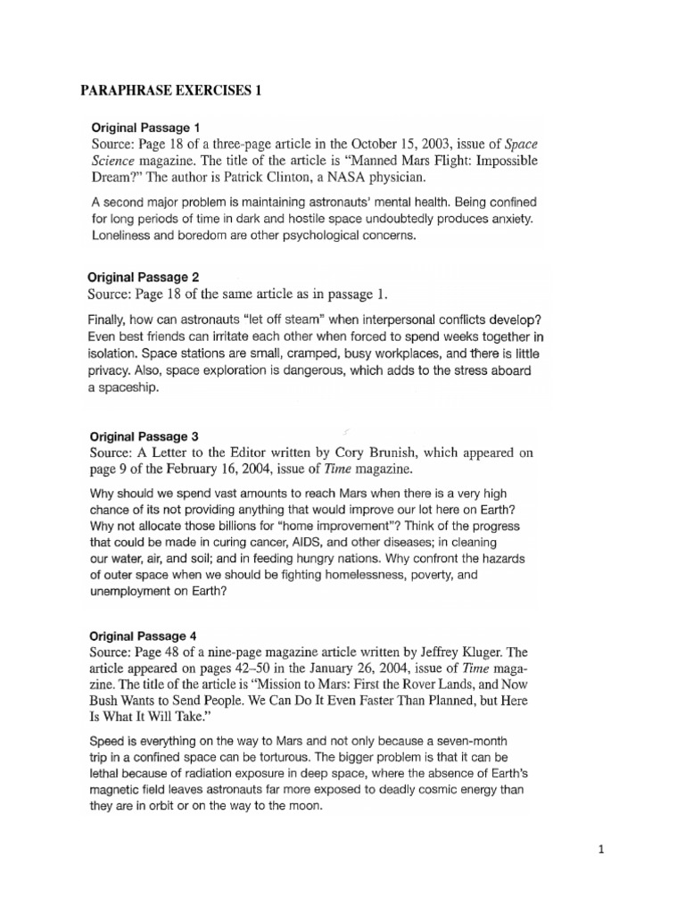 Session 4 Paraphrase Exercises | PDF