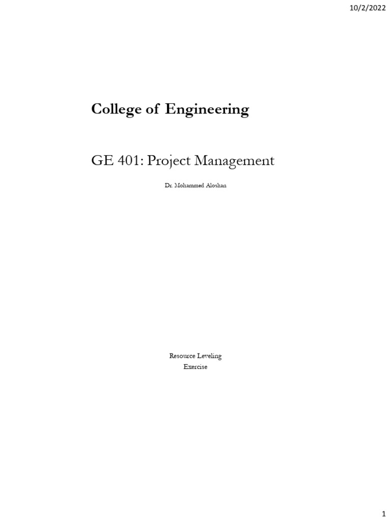 L21-Resources Leveling-Exercies | PDF