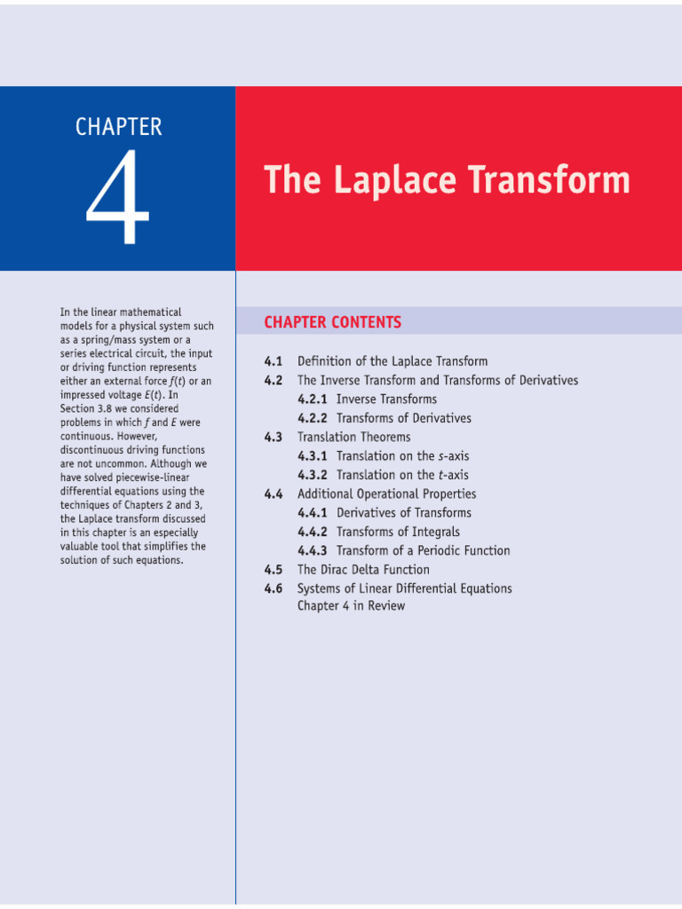 Chapter 4 Laplace Transform | PDF