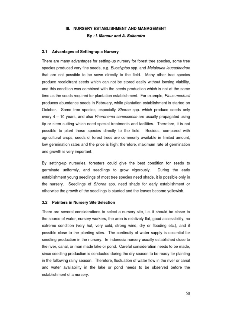 2003 Nursery Establishment and Management | PDF