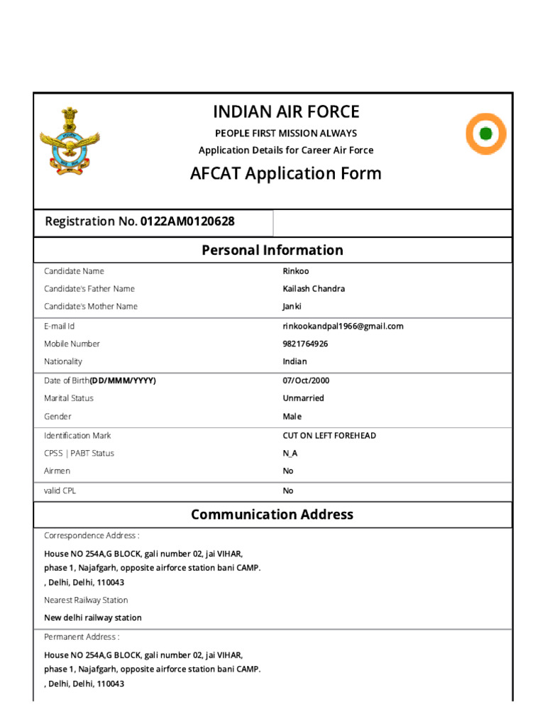 Application Form Preview | PDF