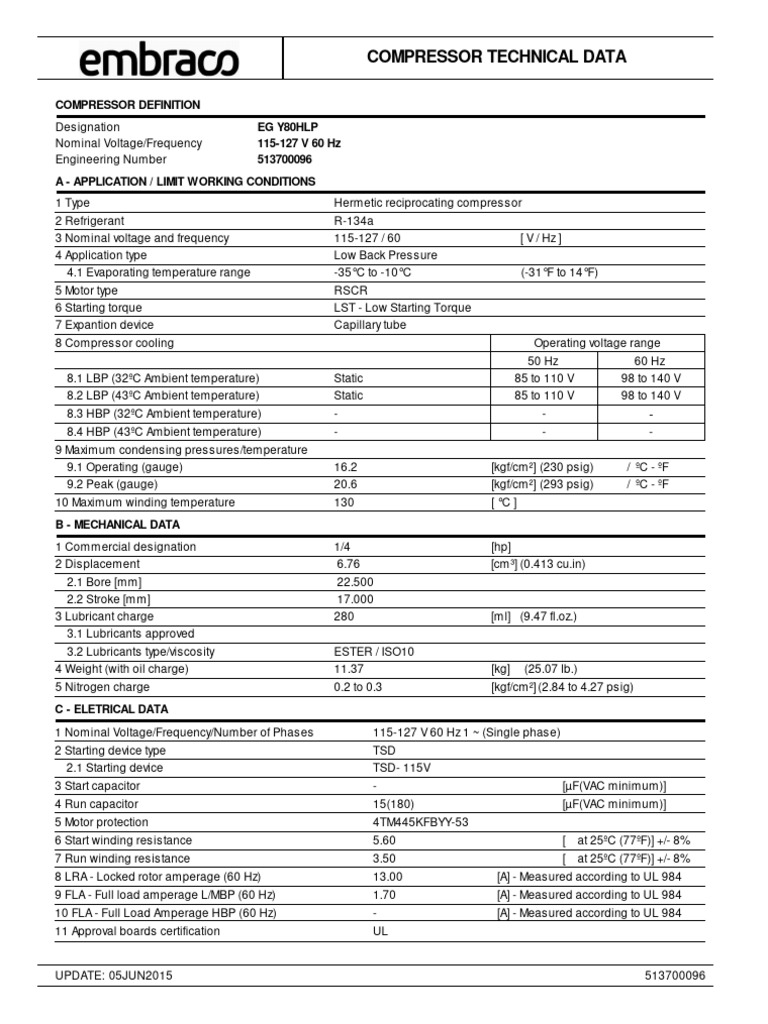Embraco EGY80HLP_115-127_V_60_Hz_1_~ | PDF