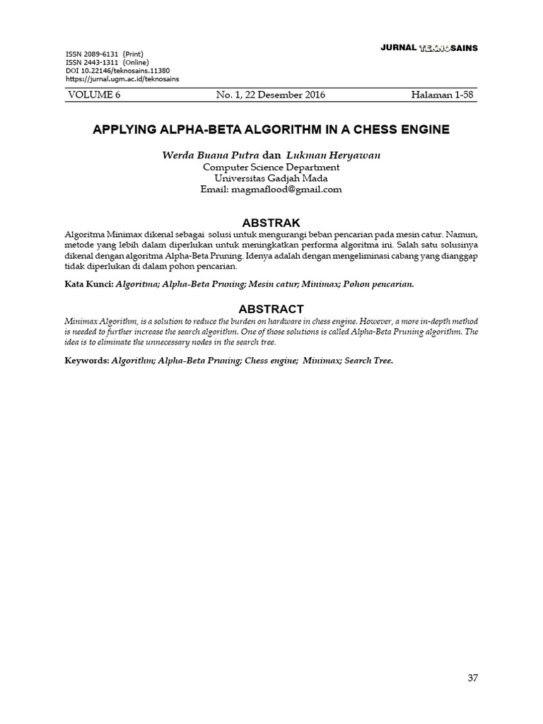 Applying Alpha-Beta Algorithm in A Chess Engine | PDF | Chess | Board Games