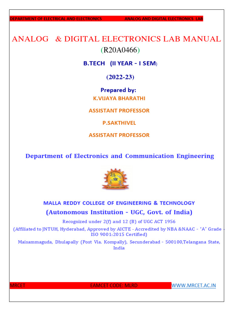 Analog and Digital Electonics | PDF