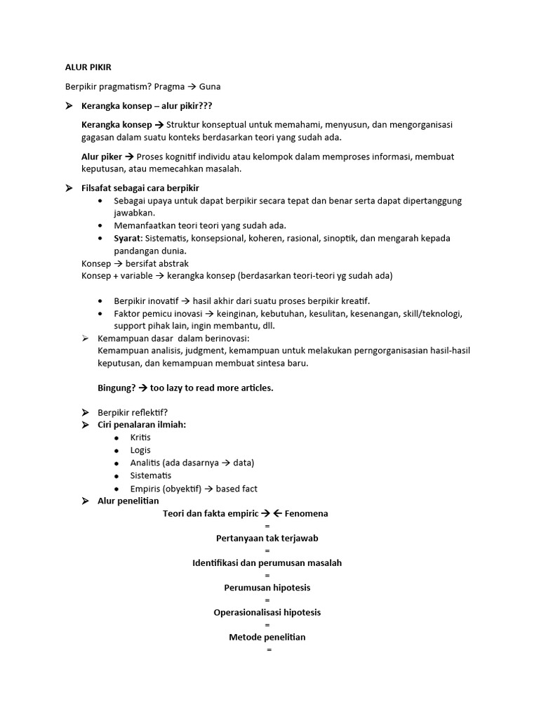 Alur Pikir & Kerangka Berpikir | PDF