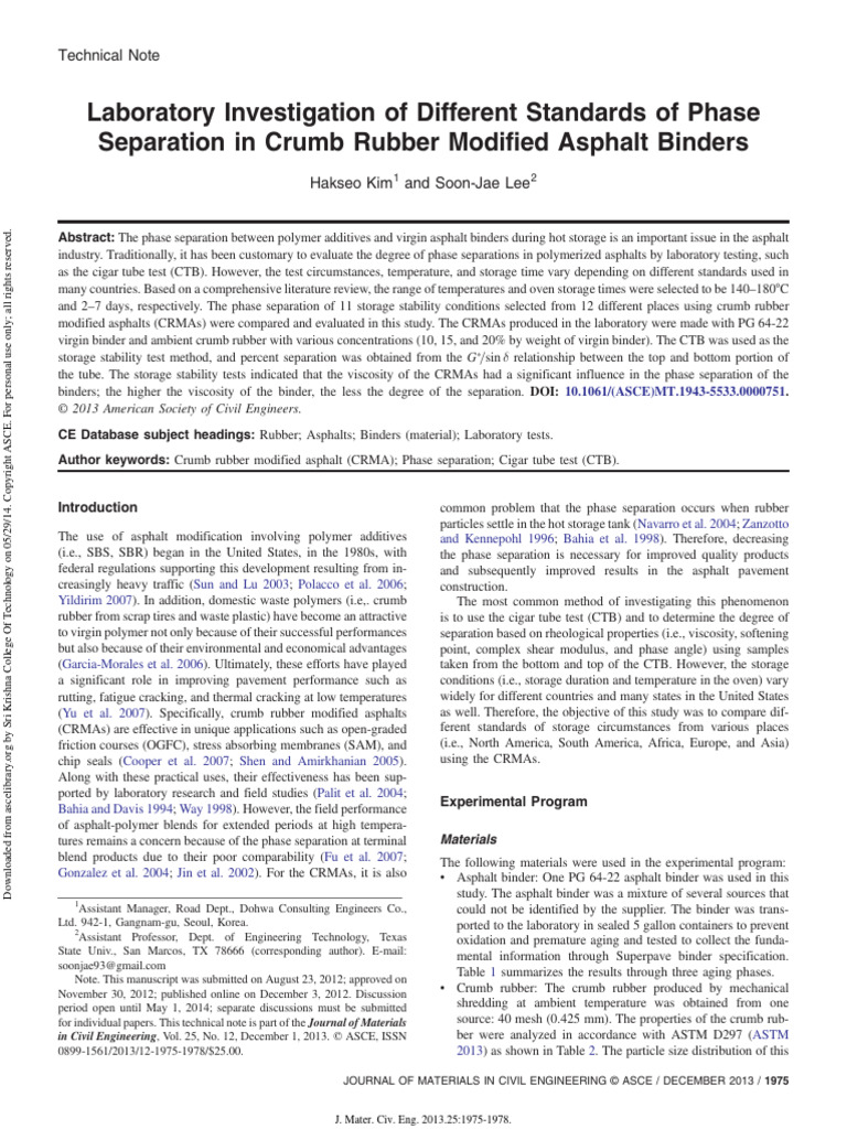 Bitumen Separation Test | PDF | Natural Rubber | Polymers