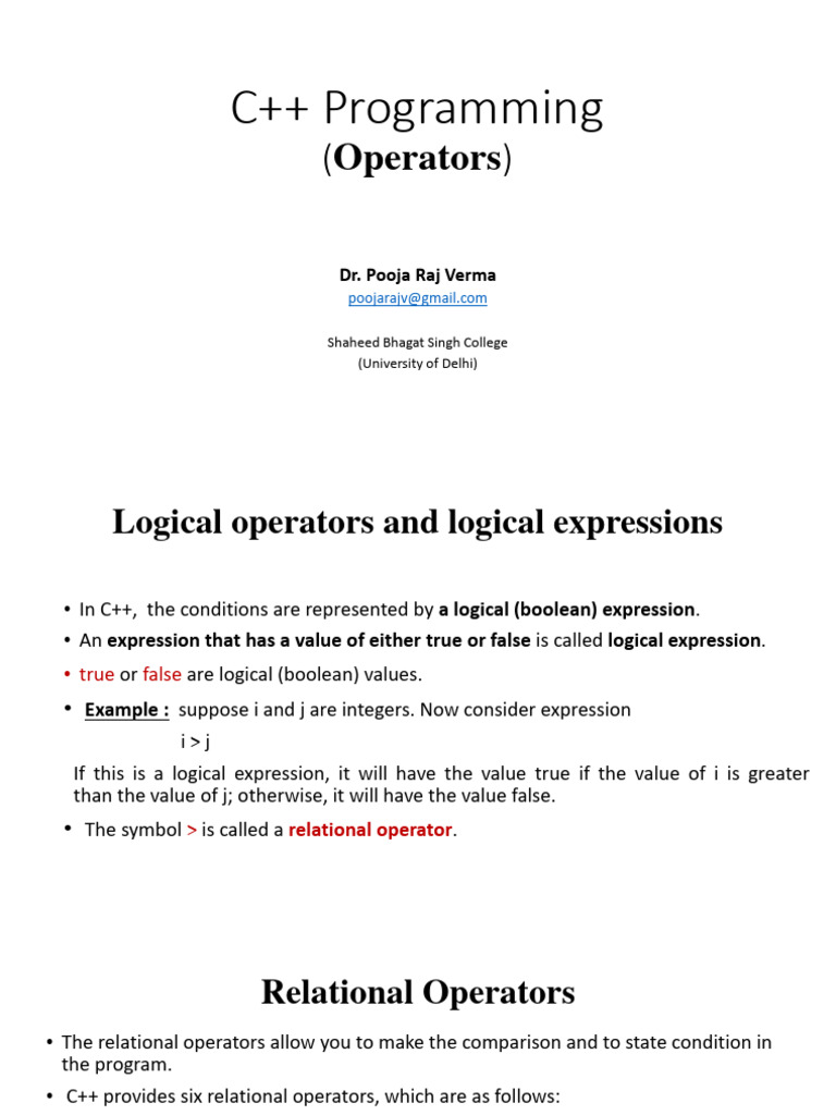 Operators | Download Free PDF | Boolean Data Type | Computer Science