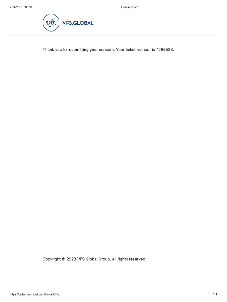 VFS-ticket-Contact Form | PDF | Law | Science & Mathematics