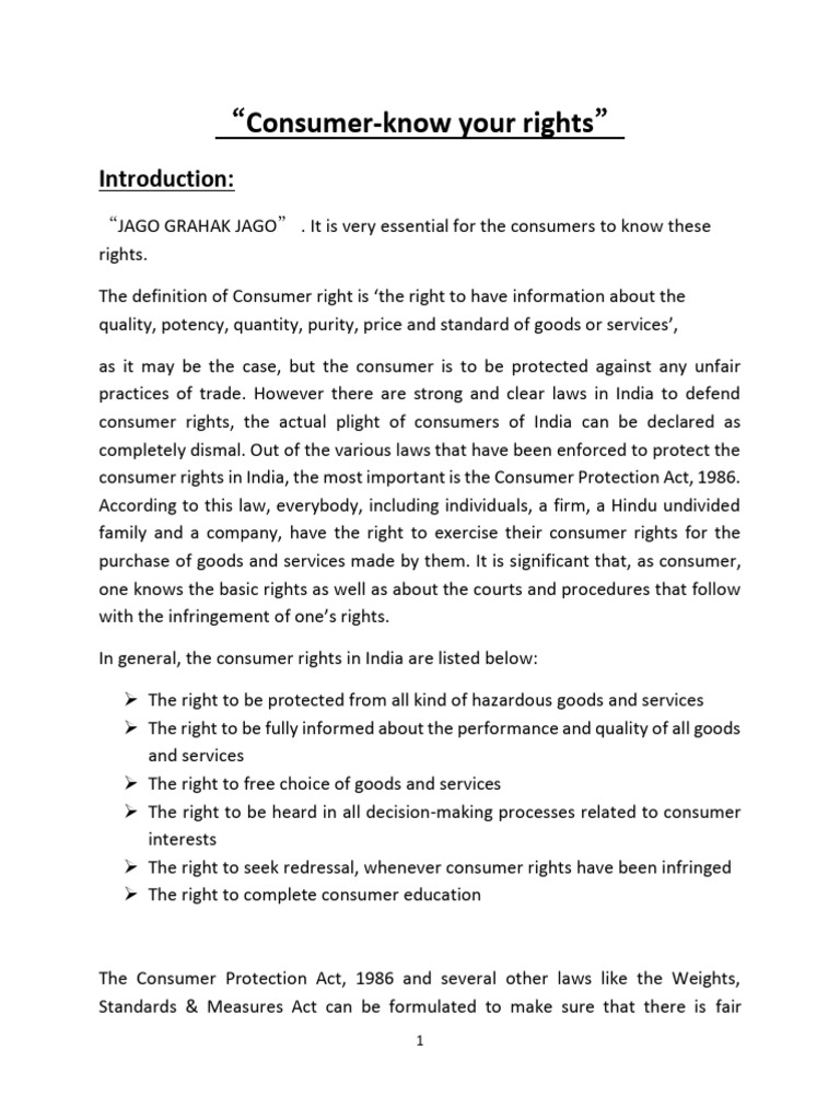 Consumer - Know Your Rights | Download Free PDF | Consumer Protection ...