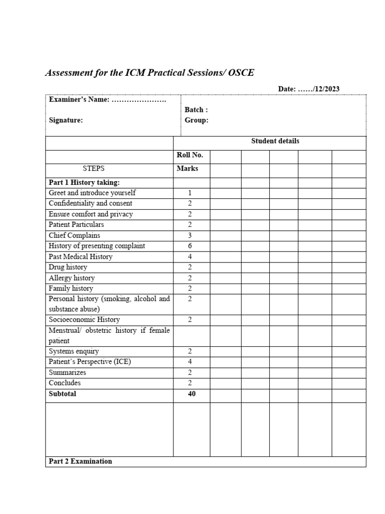 Icm Practical Exam Checklist Finql Pdf