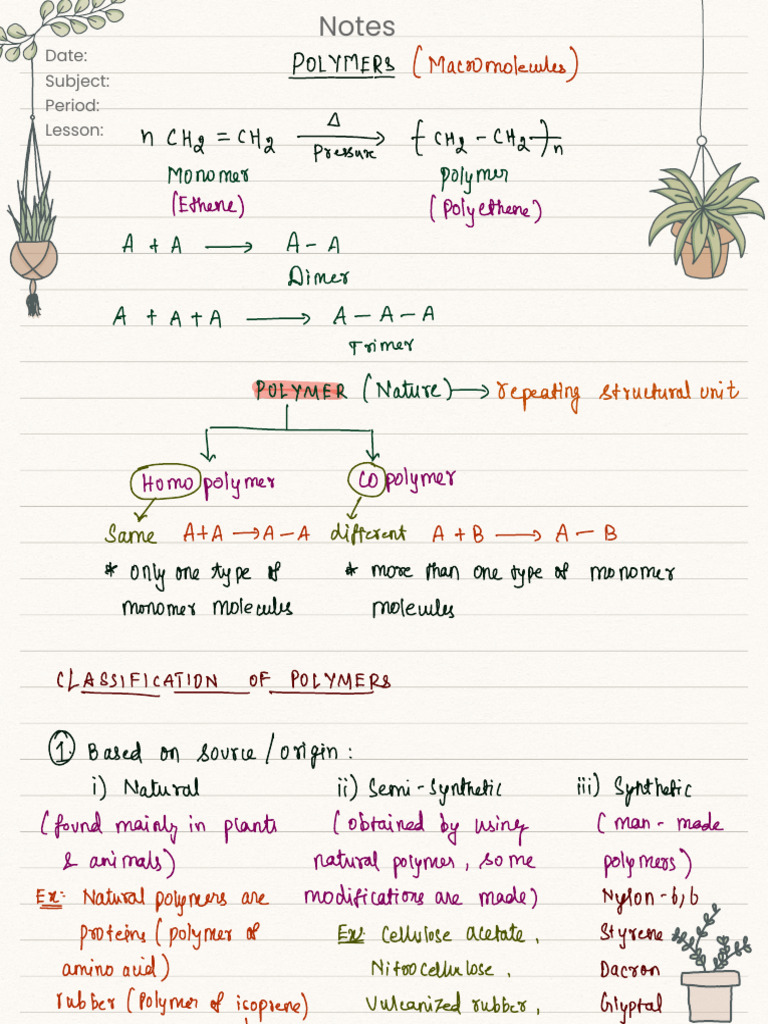 Polymers Class Xii | PDF