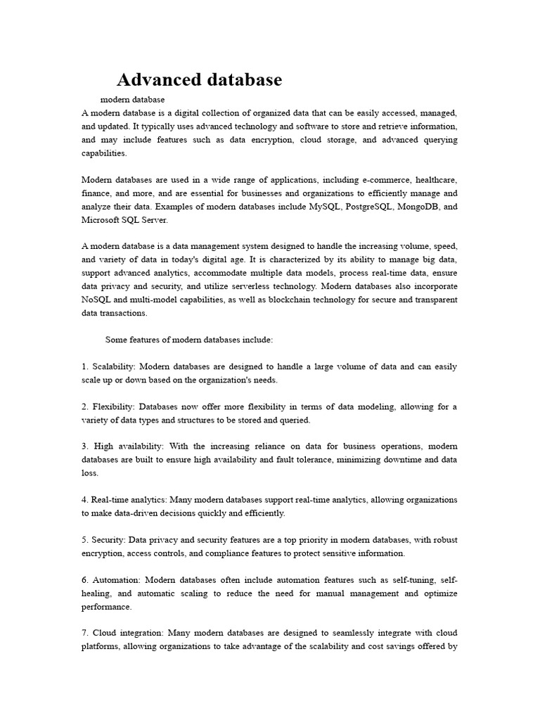 Advanced Database | PDF