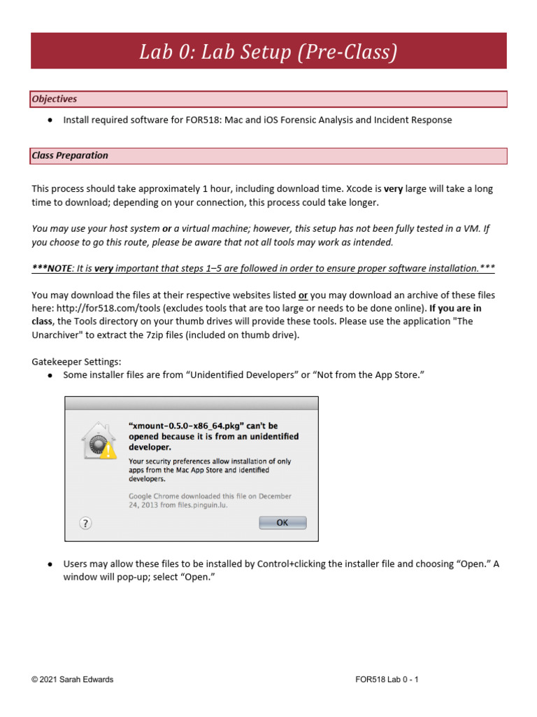 FOR518 Ex 0 G01 01 | PDF | Xcode | Installation (Computer Programs)