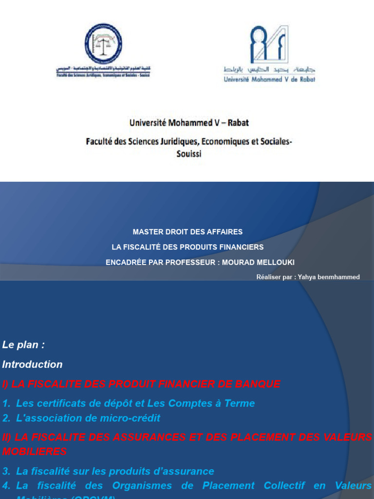 Fiscalité des Produits Financiers au Maroc | PDF | Banques | Investisseurs