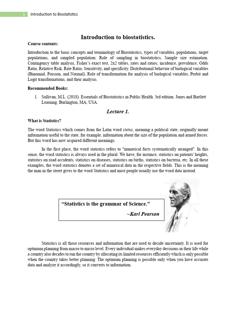 Lec 1 Pdf Biostatistics Statistics