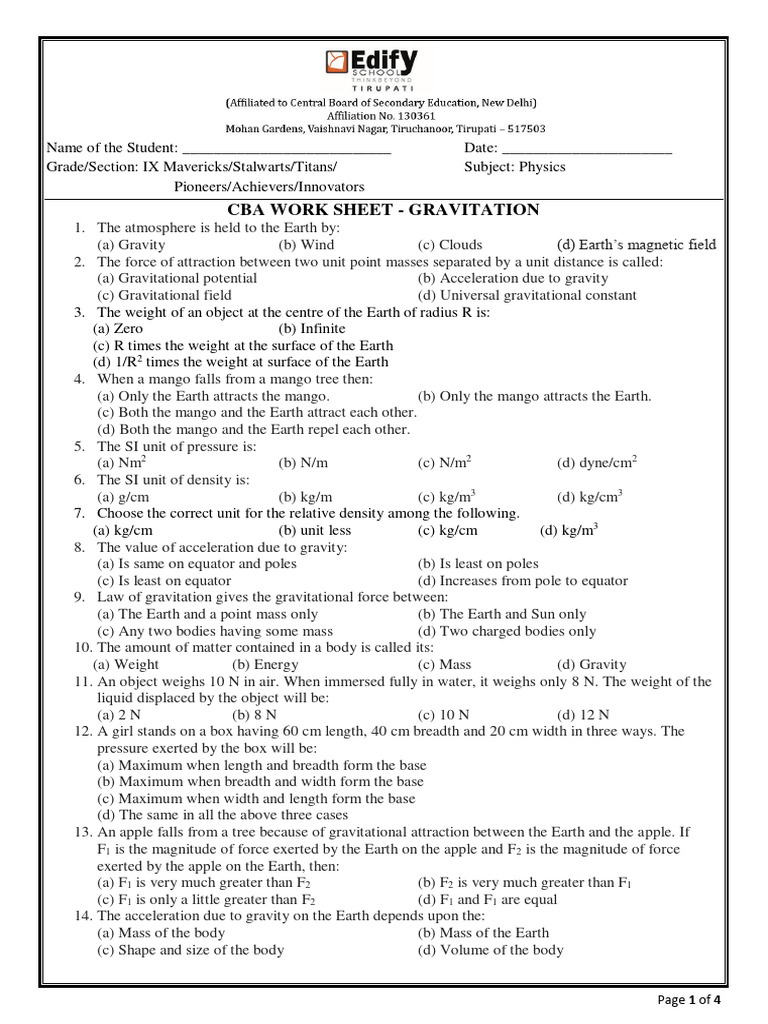 Gravity CH 9 | PDF | Gravity | Weight