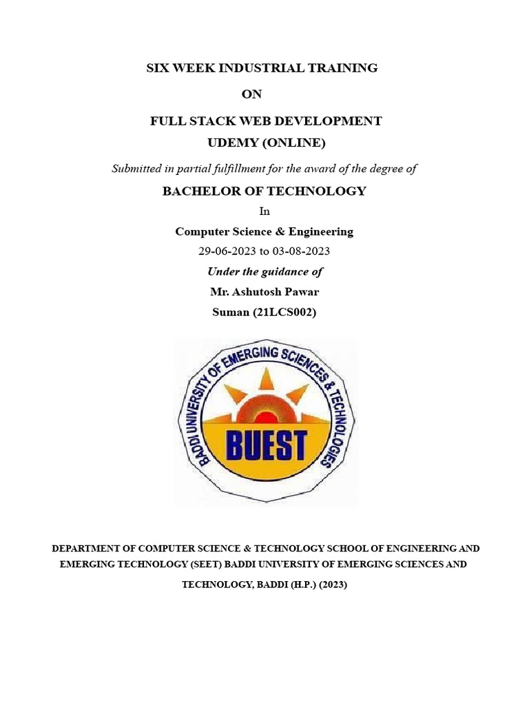 Six Week Industrial Training | PDF | Html | Java Script