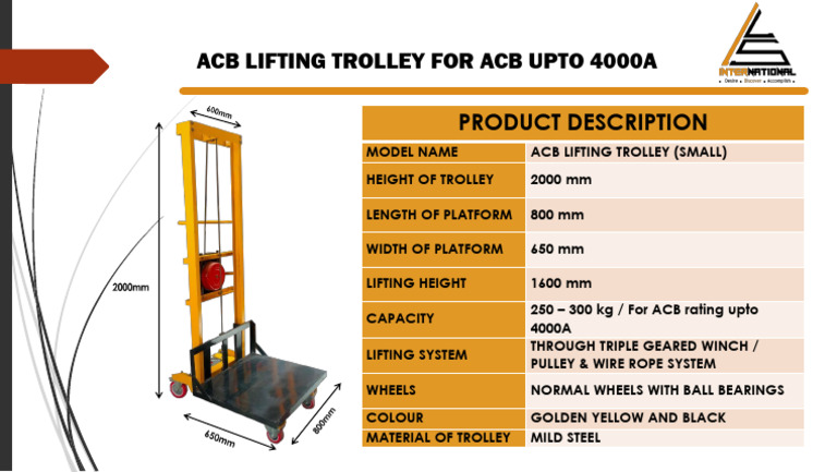 Acb Lifting Trolley For Upto 4000a Acb | PDF
