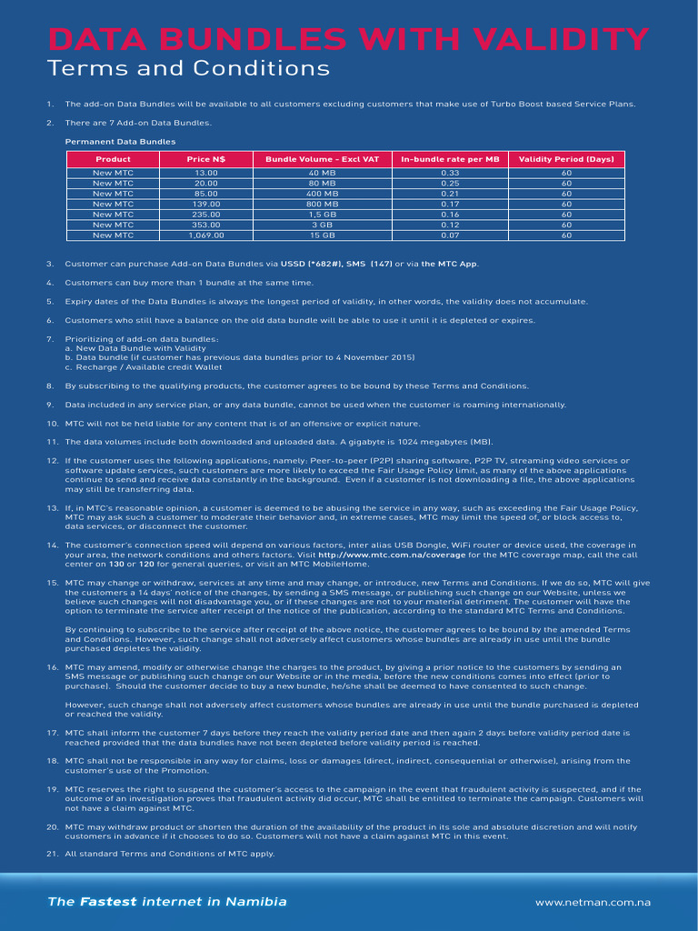 MTC Data Bundles: Pricing & Terms | PDF | Peer To Peer | Computing