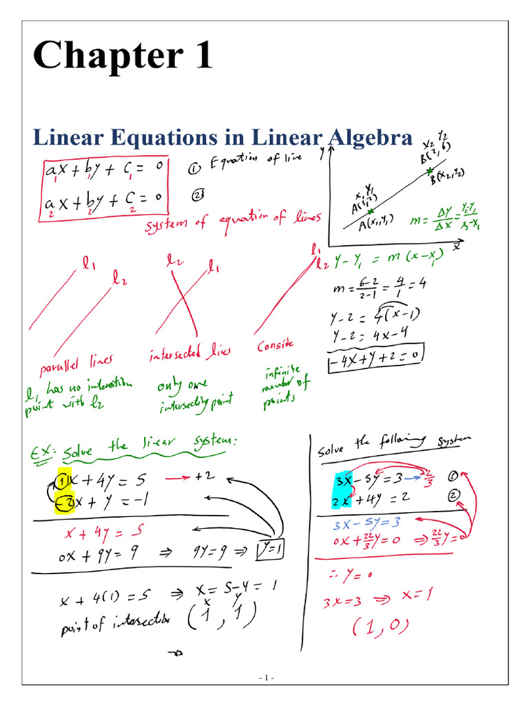 Lecture 1 Solving The Linear System | PDF