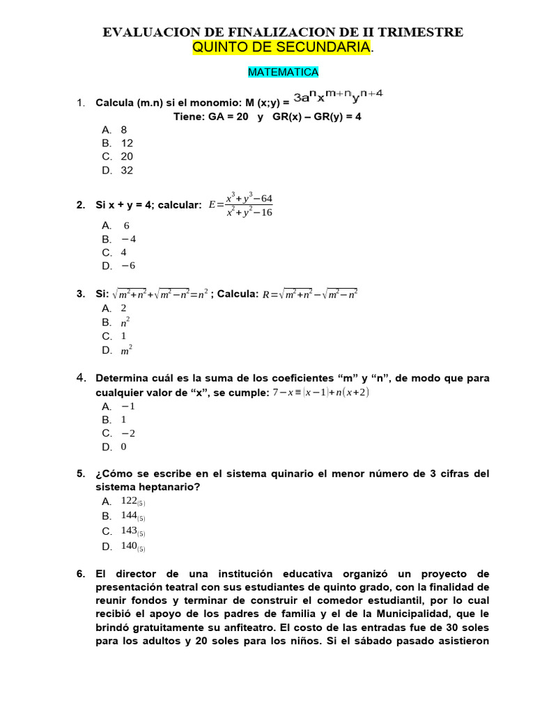Marco Final 5to Pre U | PDF