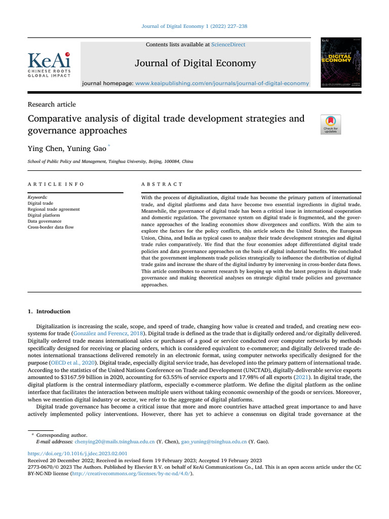 Comparative Analysis of Digital Trade Development Strategies and ...