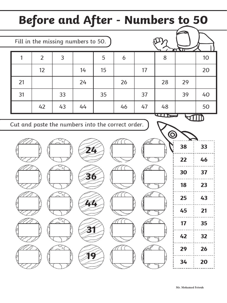 Fill in Missing Numbers to 50 | PDF