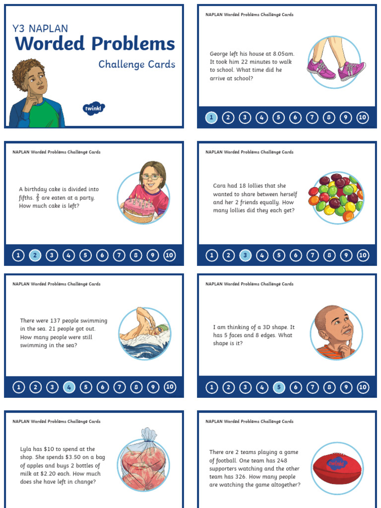 Year 3 NAPLAN Maths Challenge Cards | PDF