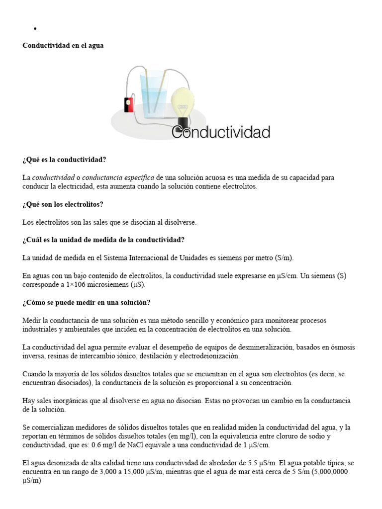 Conductividad en El Agua | PDF