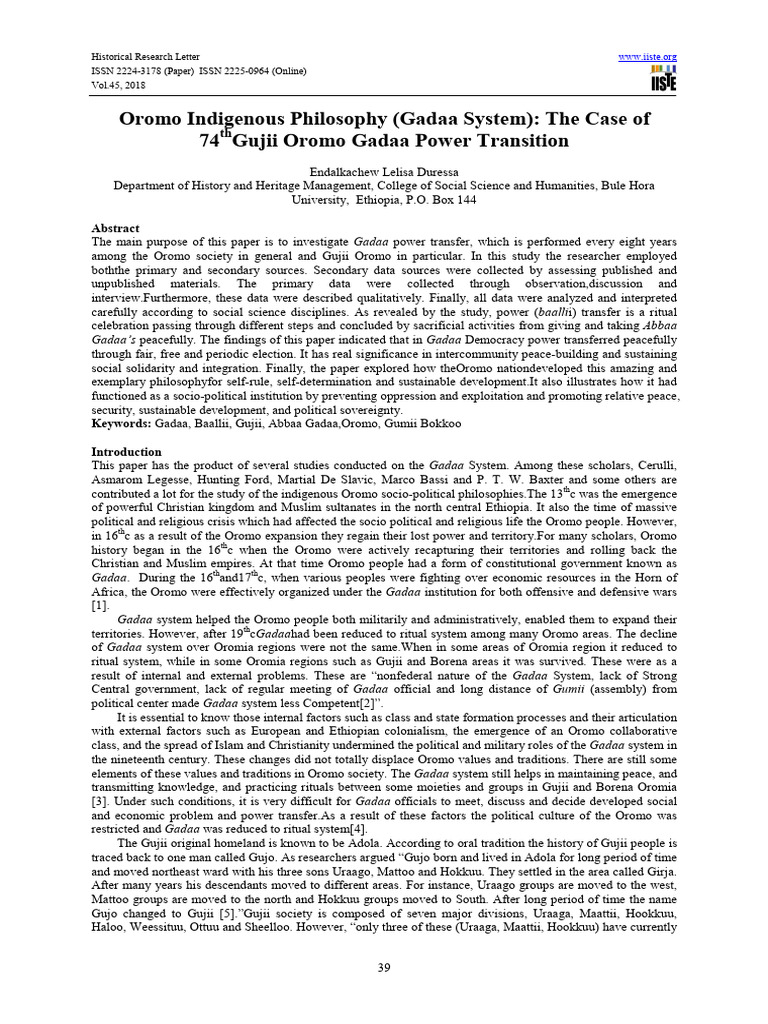 Gadaa System: Gujii Oromo Power Transition | PDF | Social Science