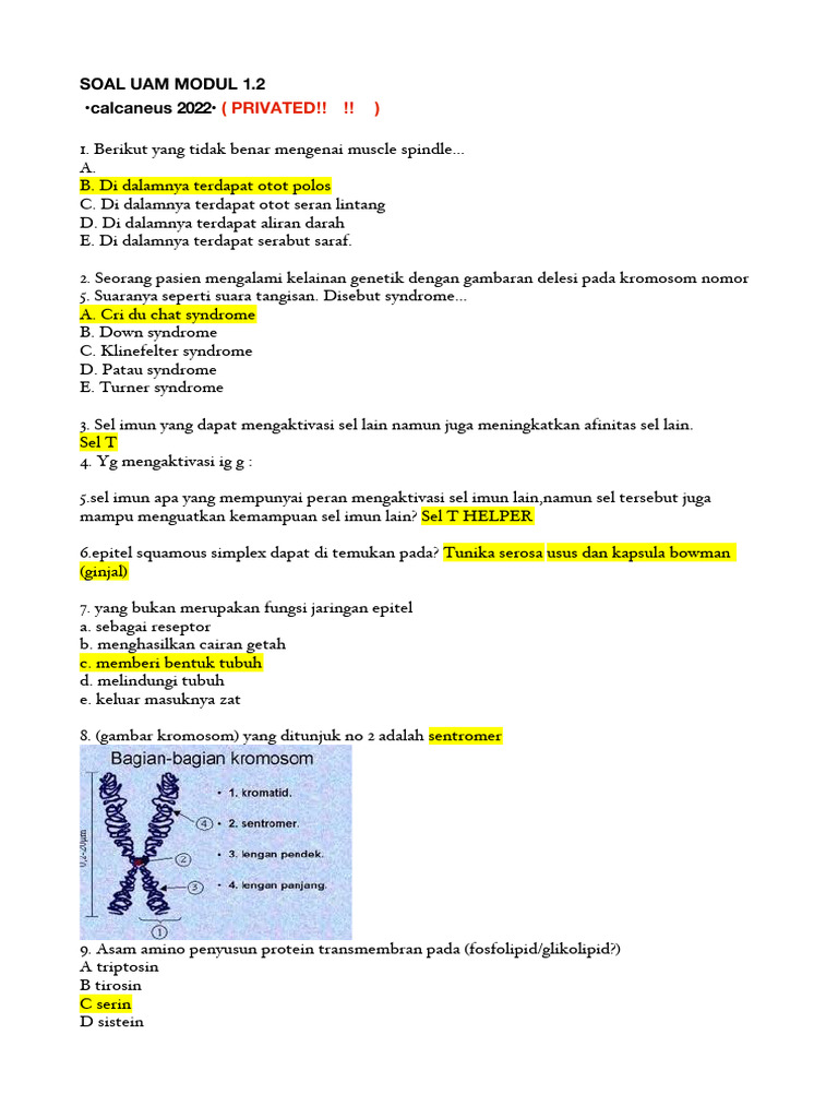 Soal UAM Modul 1.2 Biologi Sel dan Imunologi | PDF