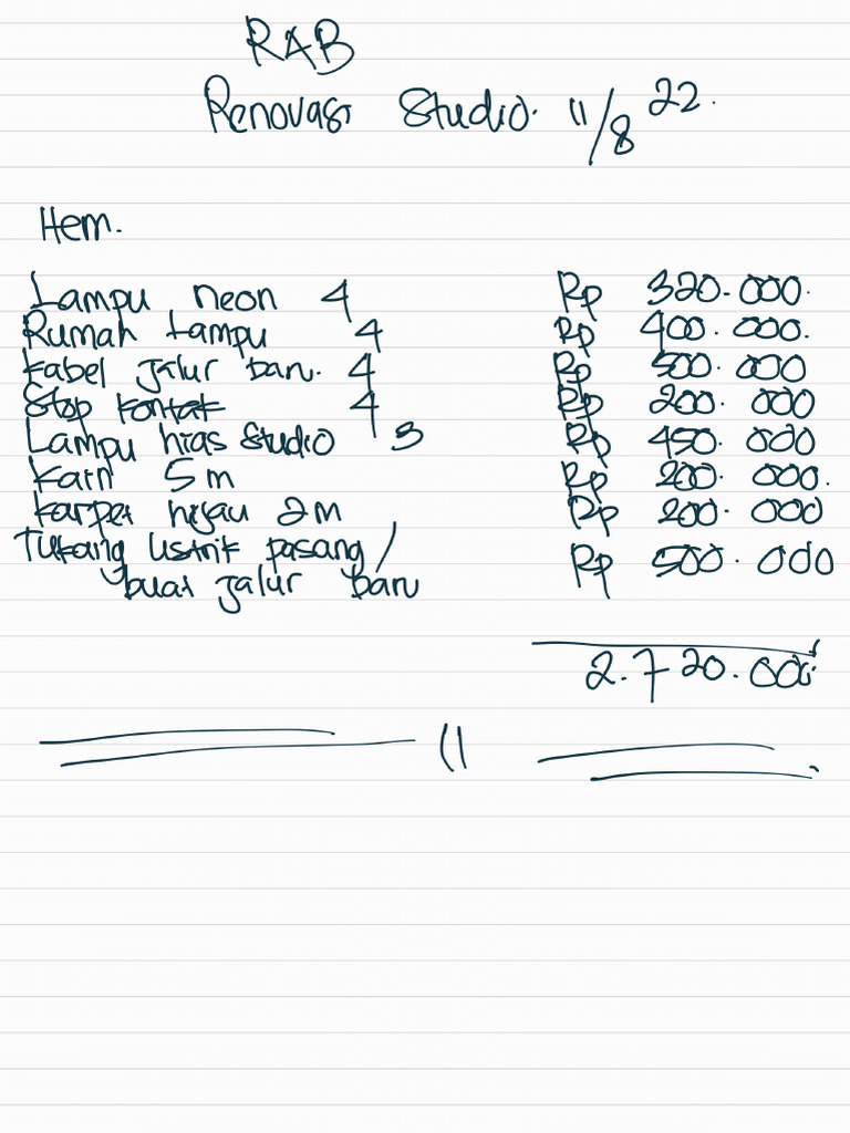 RAB Lampu Dan Kain Studio | PDF