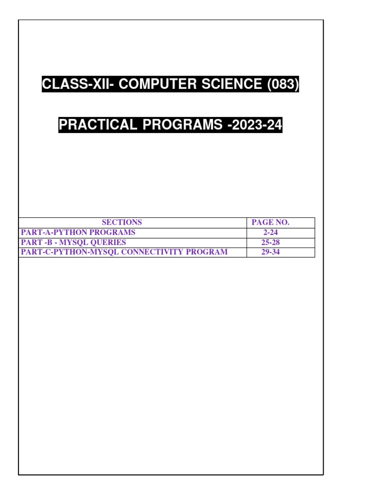 Cbse Class 12 Lab PRG | PDF | Area | Databases