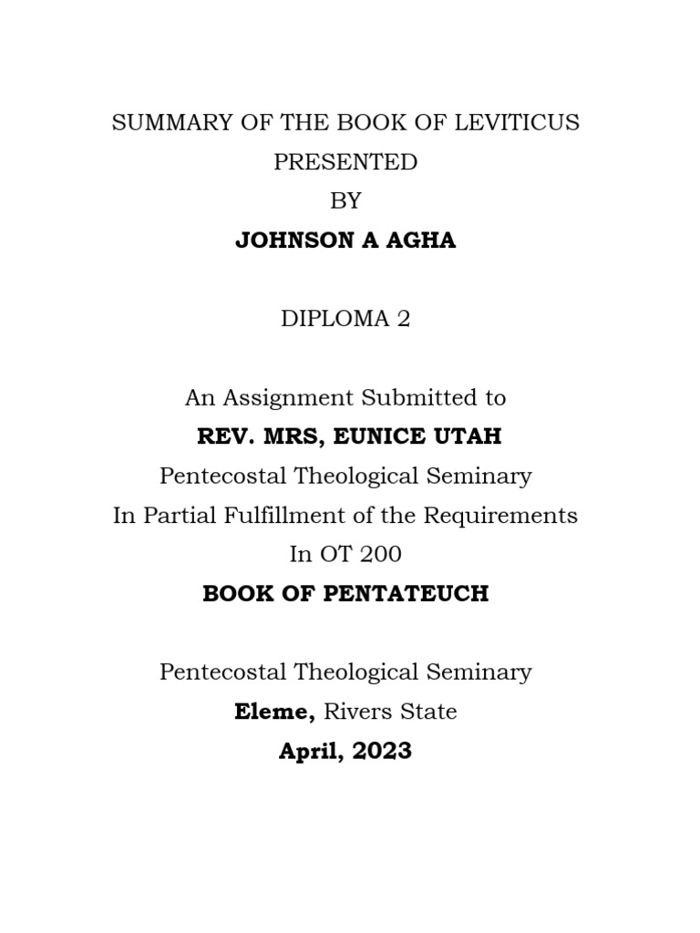 The Book of Leviticus | PDF | Sacrifice | Book Of Leviticus