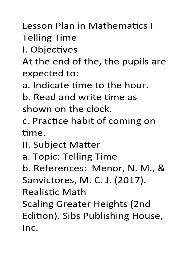 Demo Lesson Plan in Mathematics | PDF | Lesson Plan | Division ...