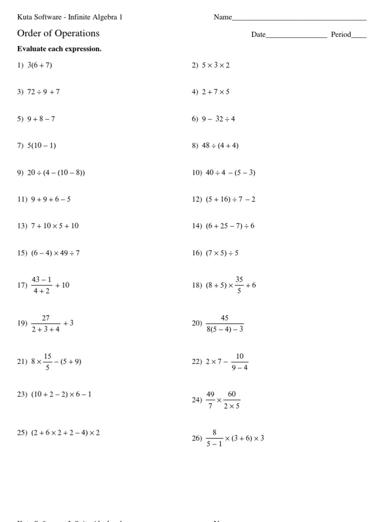 Order of Operations | PDF